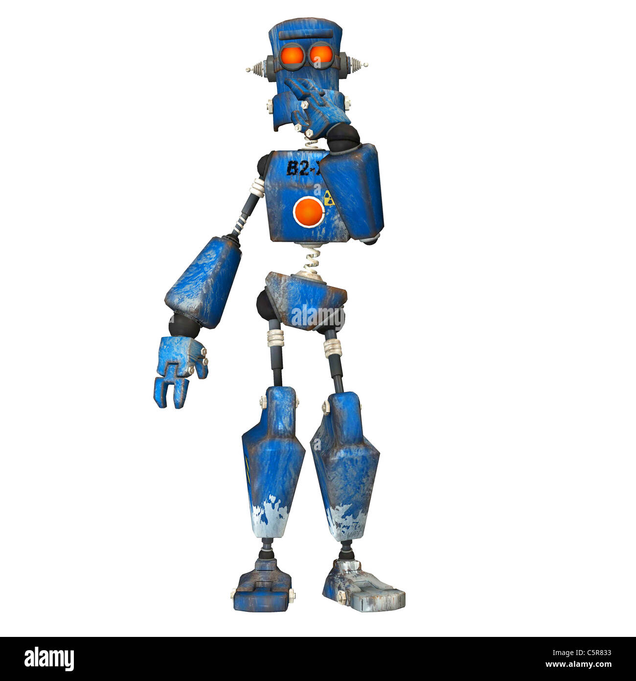 Illustration of a blue robot isolated on a white background Stock Photo ...