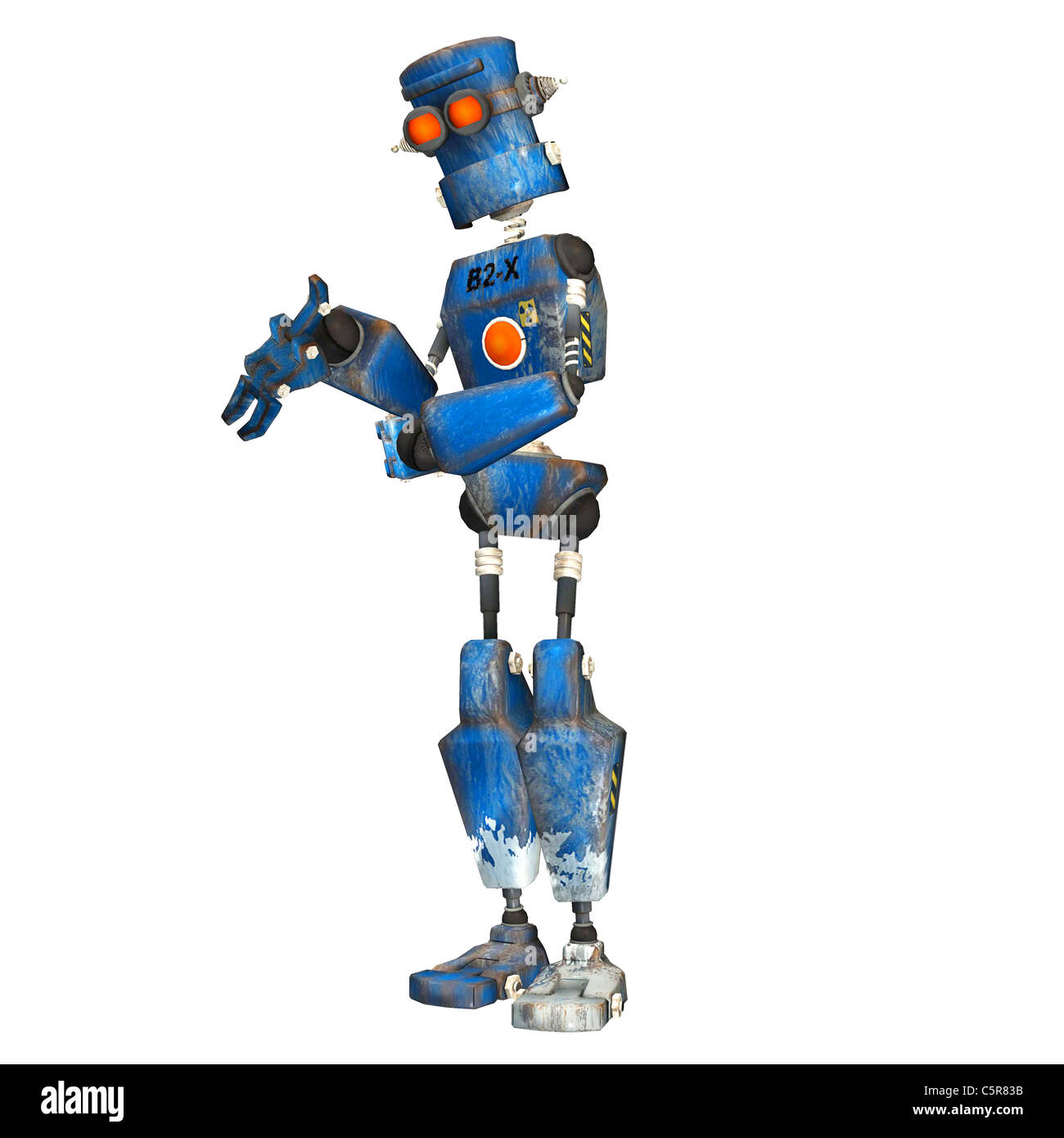 Illustration of a blue robot isolated on a white background Stock Photo ...