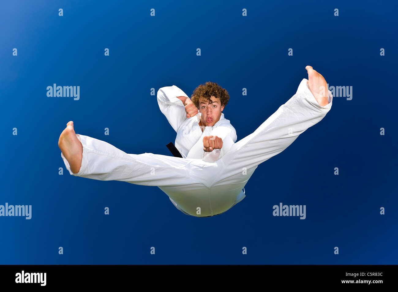 A Martial Arts in mid air Stock Photo - Alamy