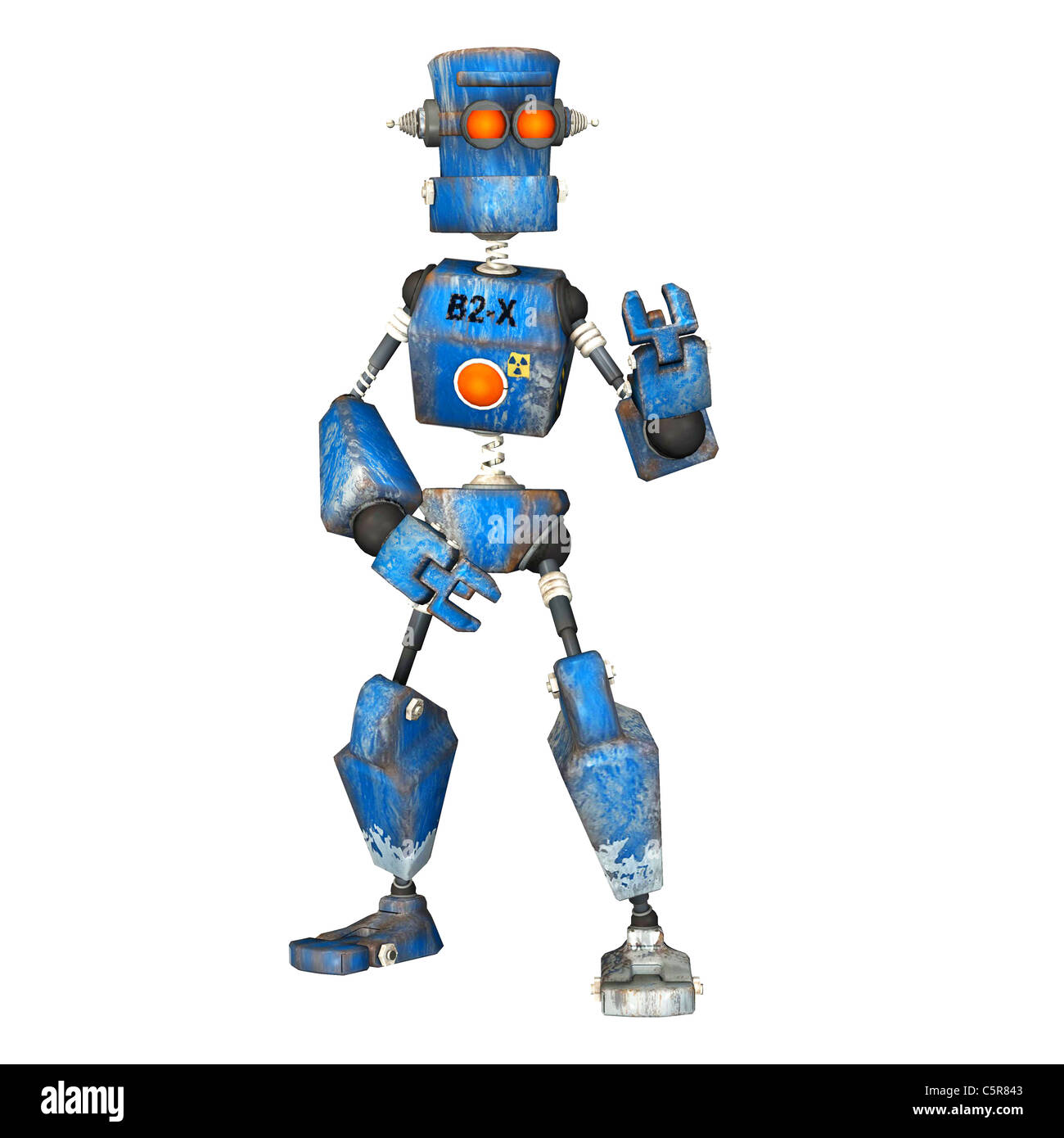 Illustration of a blue robot isolated on a white background Stock Photo ...