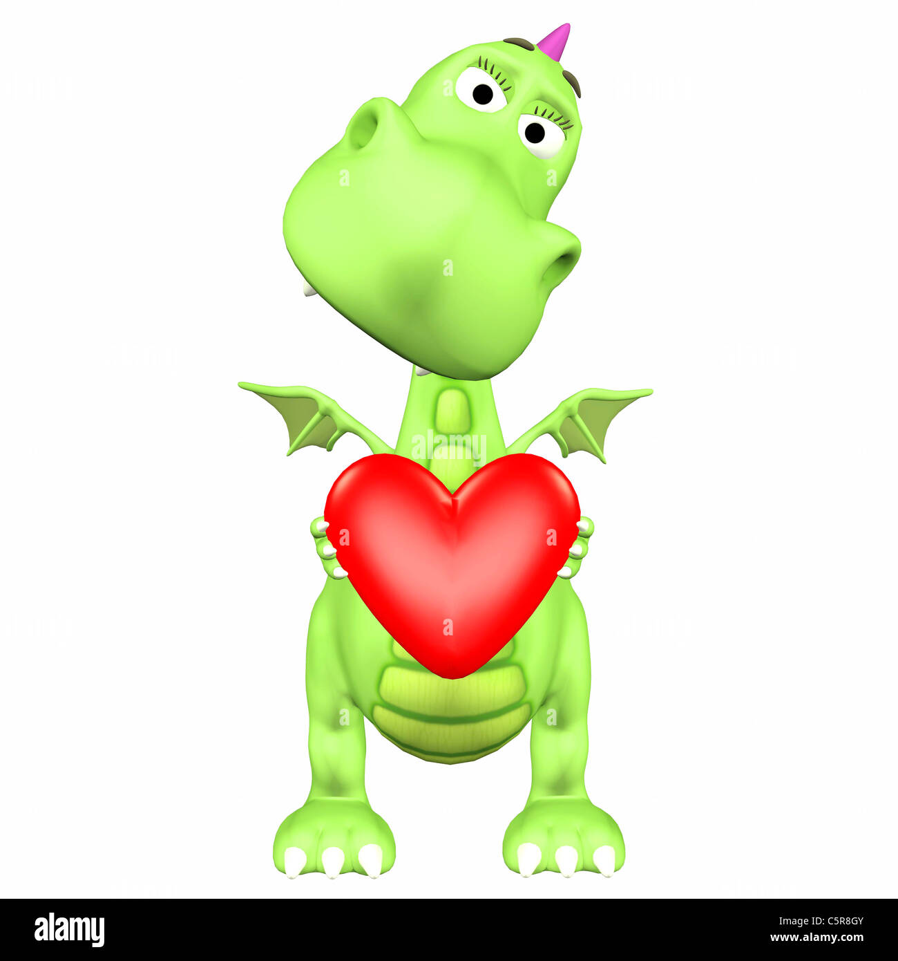 Illustration of a green dragon holding a heart Stock Photo - Alamy