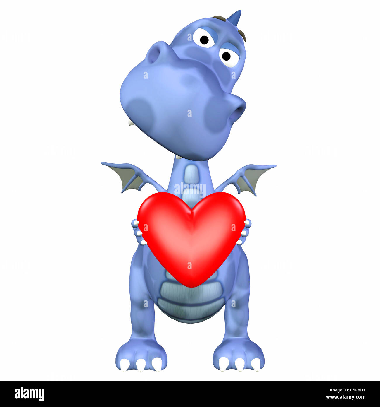 Illustration of a blue dragon holding a heart Stock Photo - Alamy
