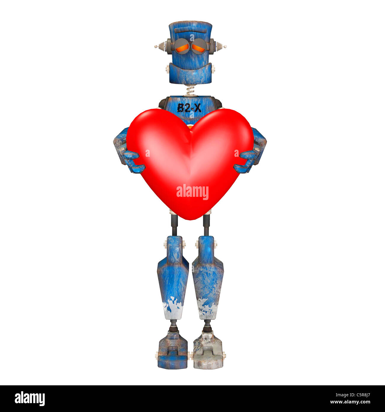 Illustration of a robot holding a heart Stock Photo - Alamy