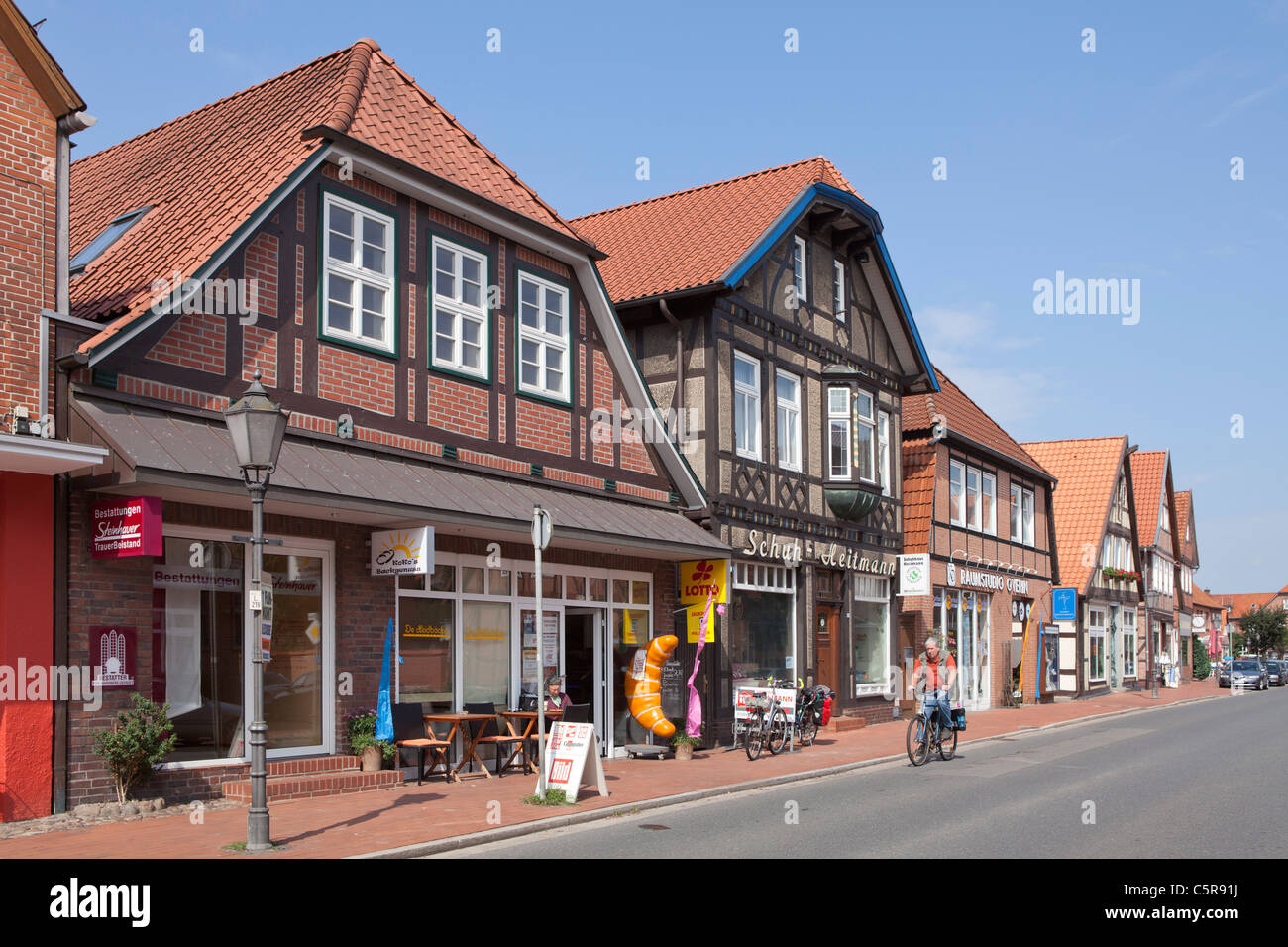 half-timbered houses in Bleckede, Nature Reserve Elbufer-Drawehn, Lower ...