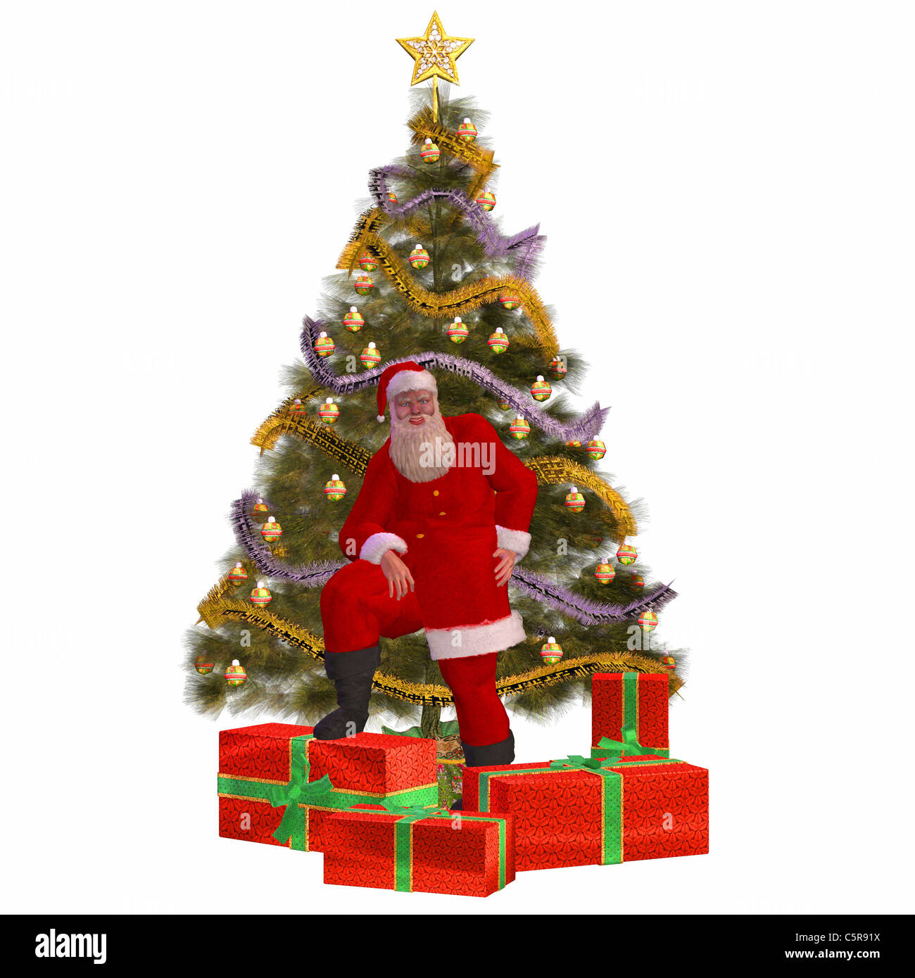 Santa presents tree illustration hi-res stock photography and images ...