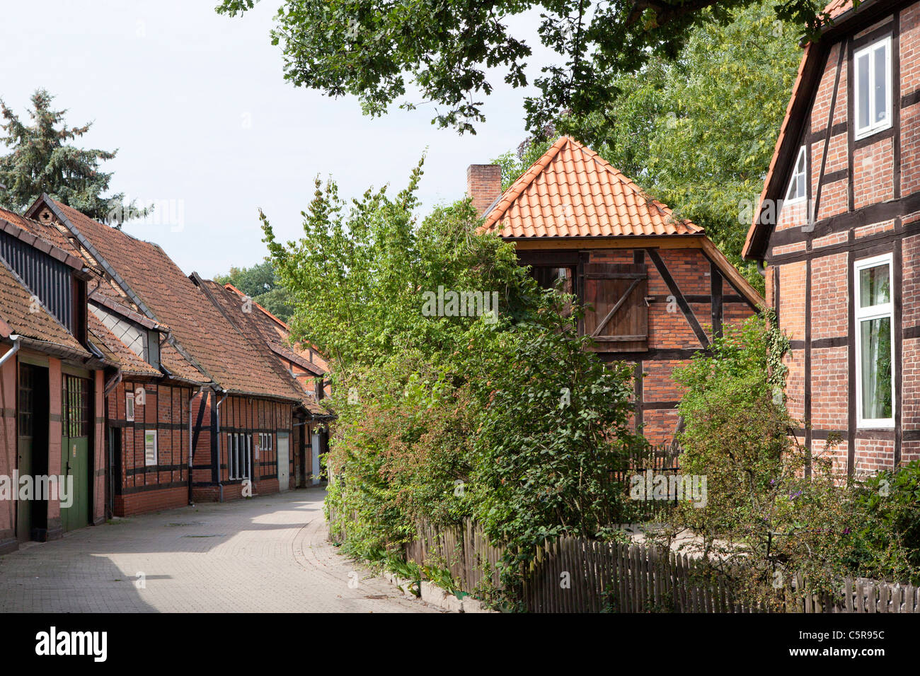 half-timbered houses in Bleckede, Nature Reserve Elbufer-Drawehn, Lower ...