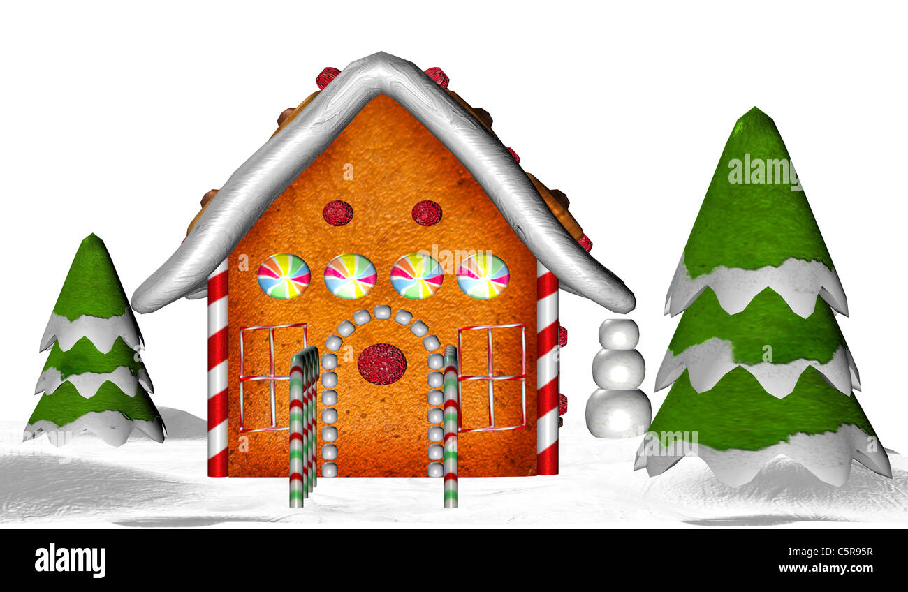 Illustration of a gingerbread house Stock Photo - Alamy
