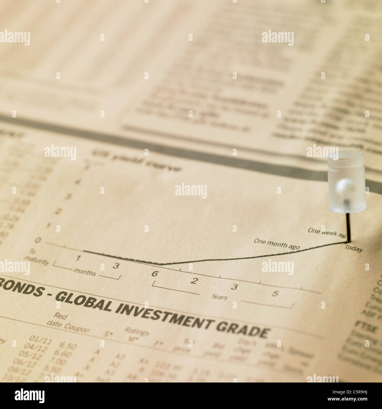 A pin put on a newspaper Stock Photo - Alamy