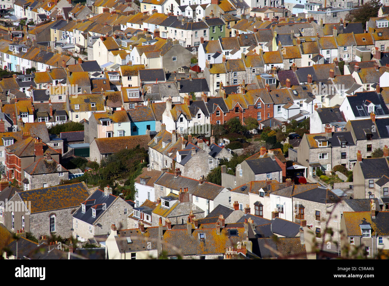 Looking down over the village of Fortuneswell and Chiswell, Isle of ...
