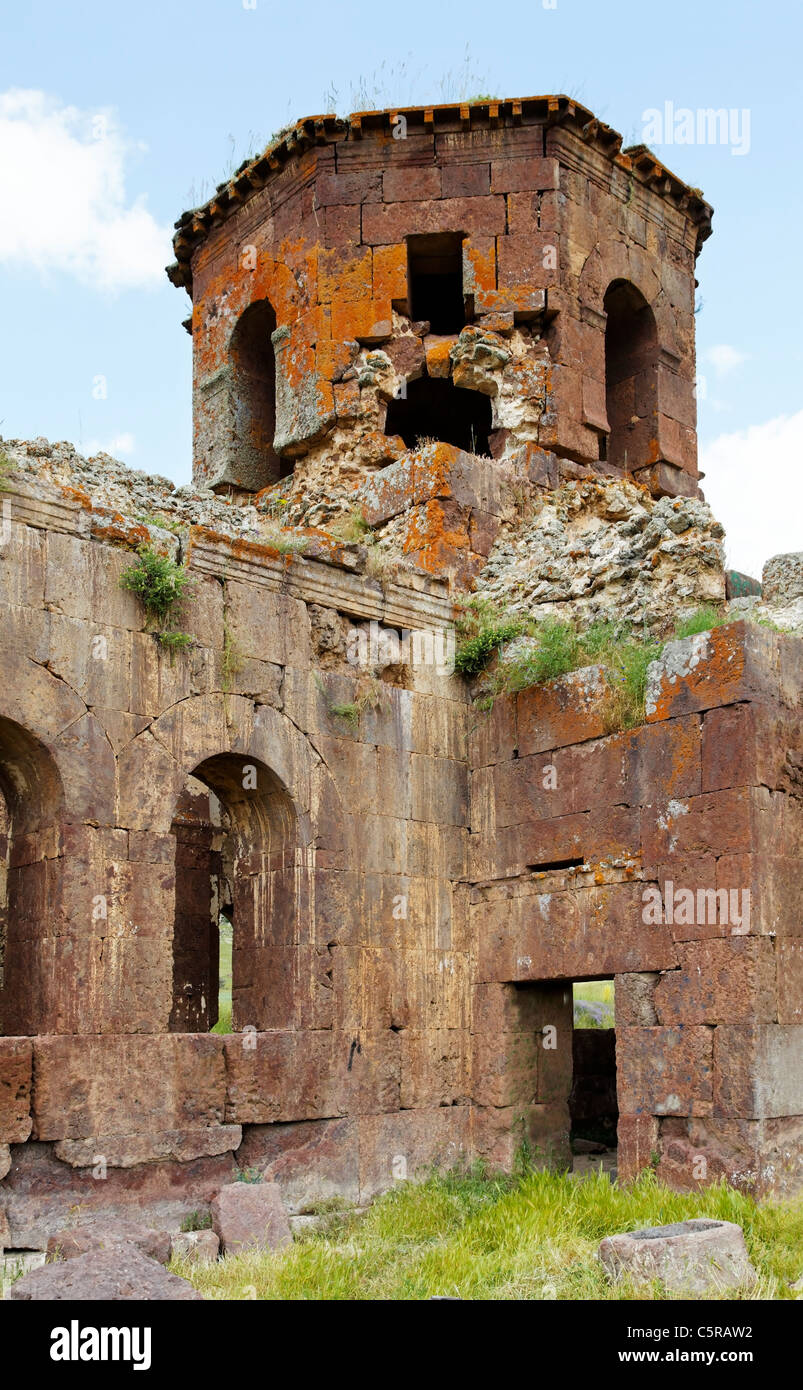 close up Red Church Kapadokya Turkey Kizil Kilsie ruins dilapidated and ...