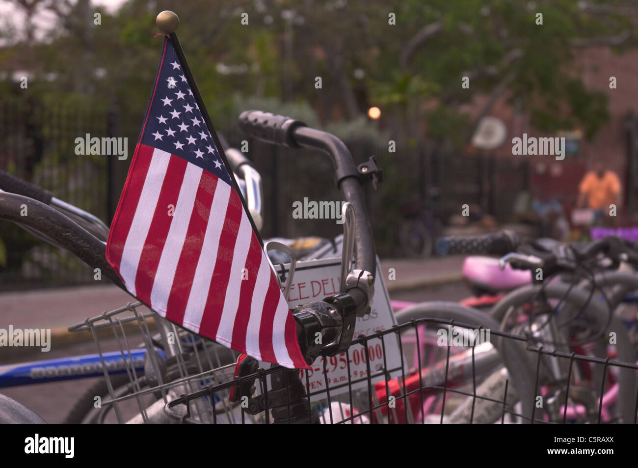 United States flag hanging from a bicycle Stock Photo - Alamy