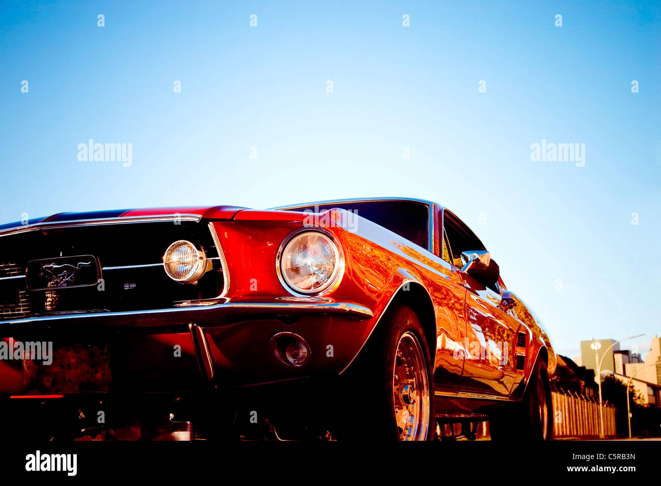 Red car, low angle view Stock Photo - Alamy