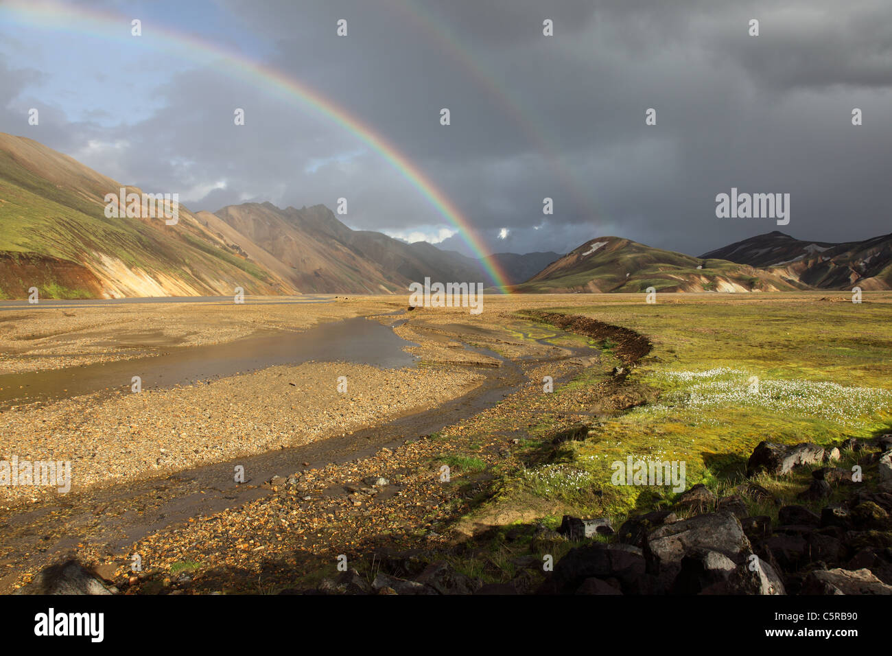Rainbow over barmur rhyolite mountains hi-res stock photography and ...