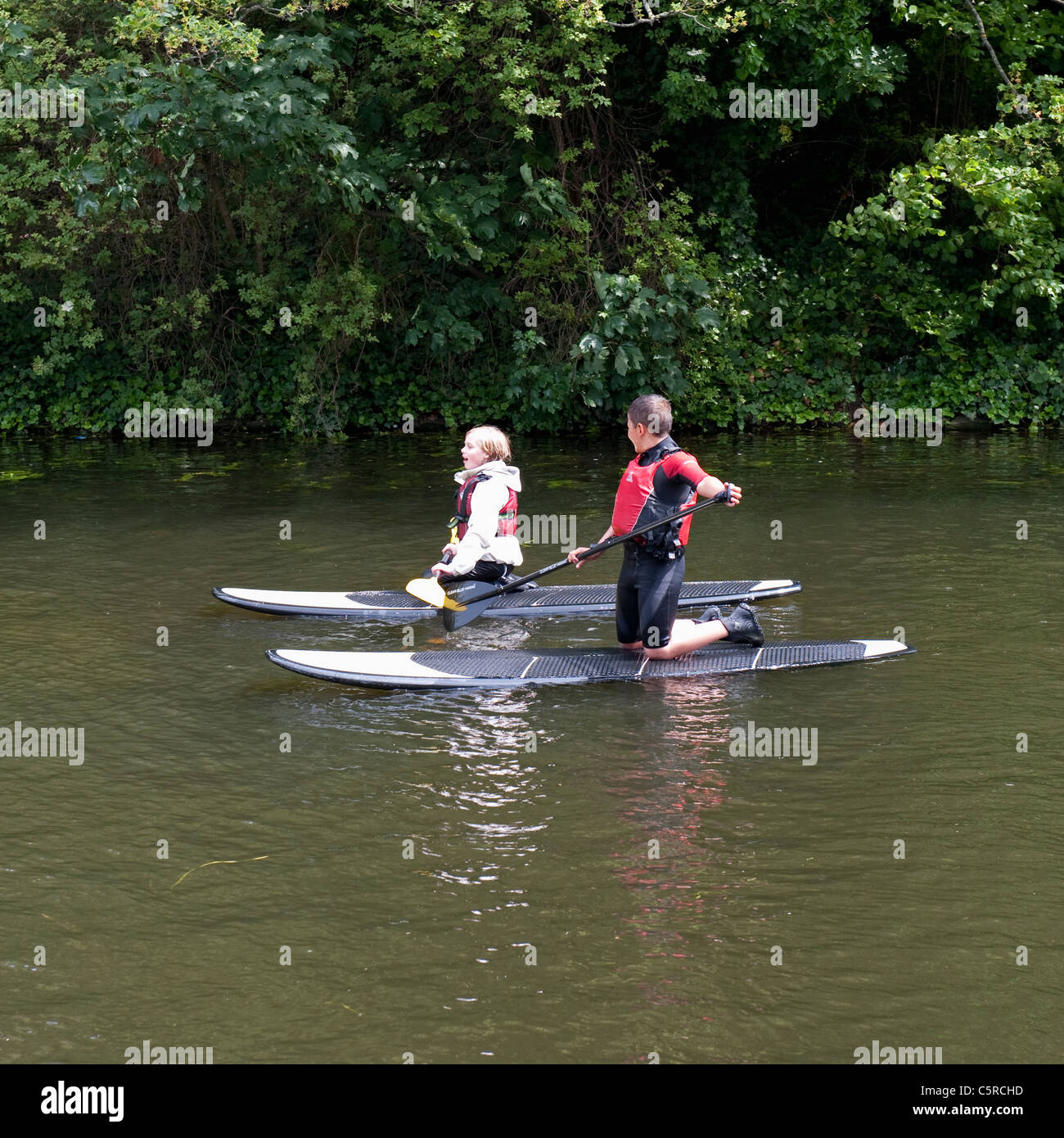 Two children playing and paddling at the Leicester Riverside Festival ...