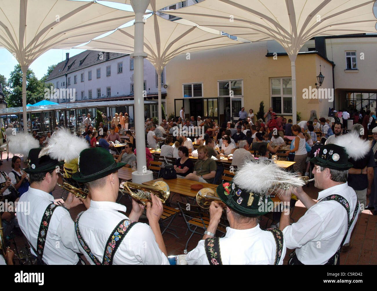 Beergarden of the monastery of Andechs, Bavaria, Germany Stock Photo ...