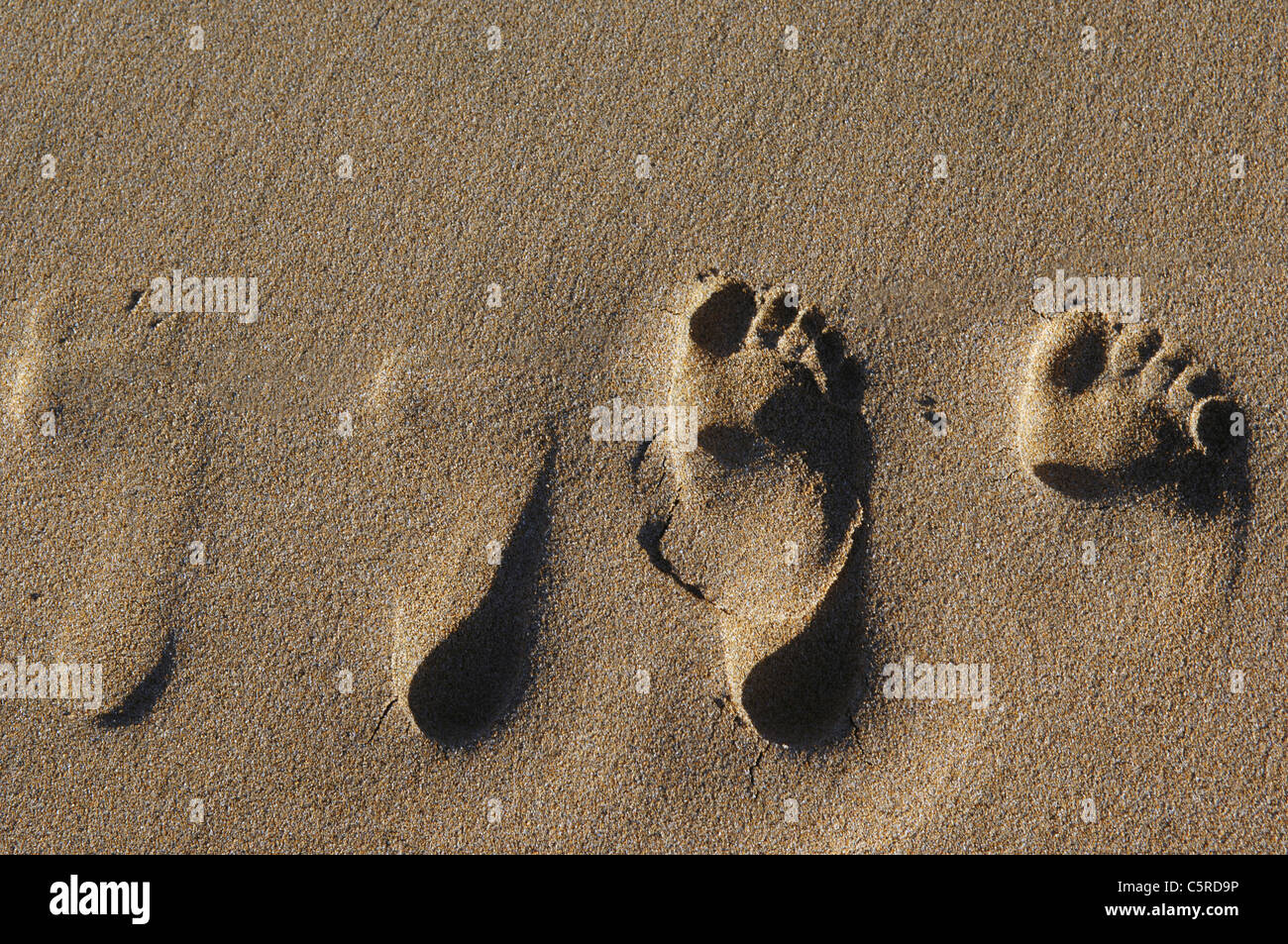 Footprints in sand, elevated view Stock Photo - Alamy
