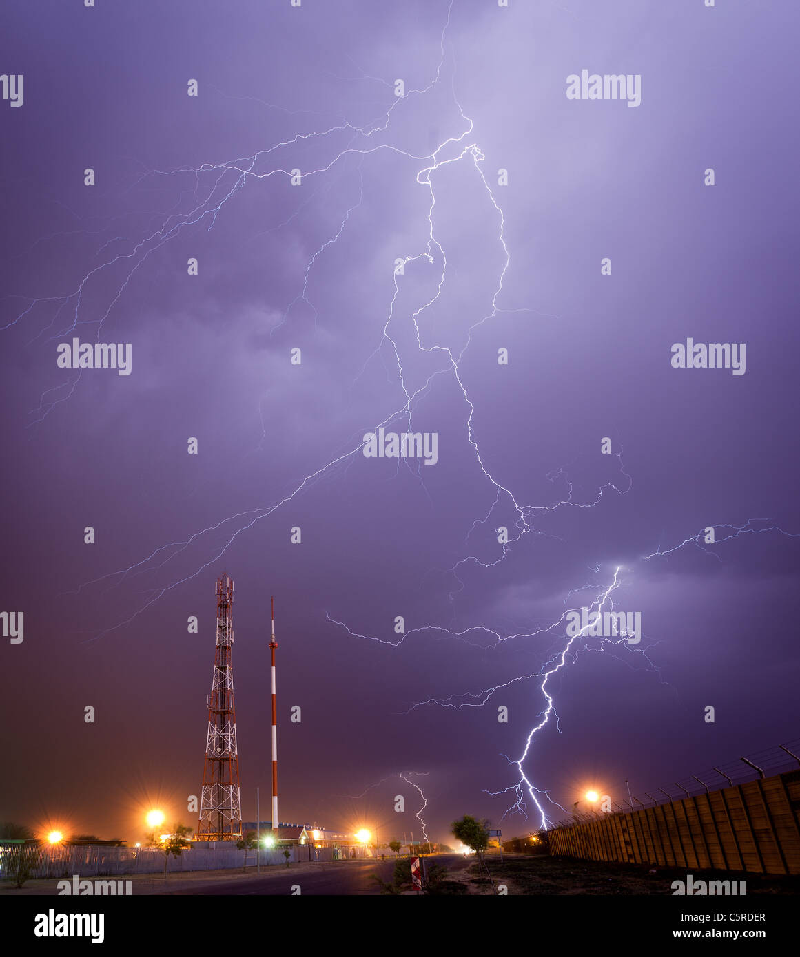 thunder storm with lightning striking the earth Stock Photo - Alamy