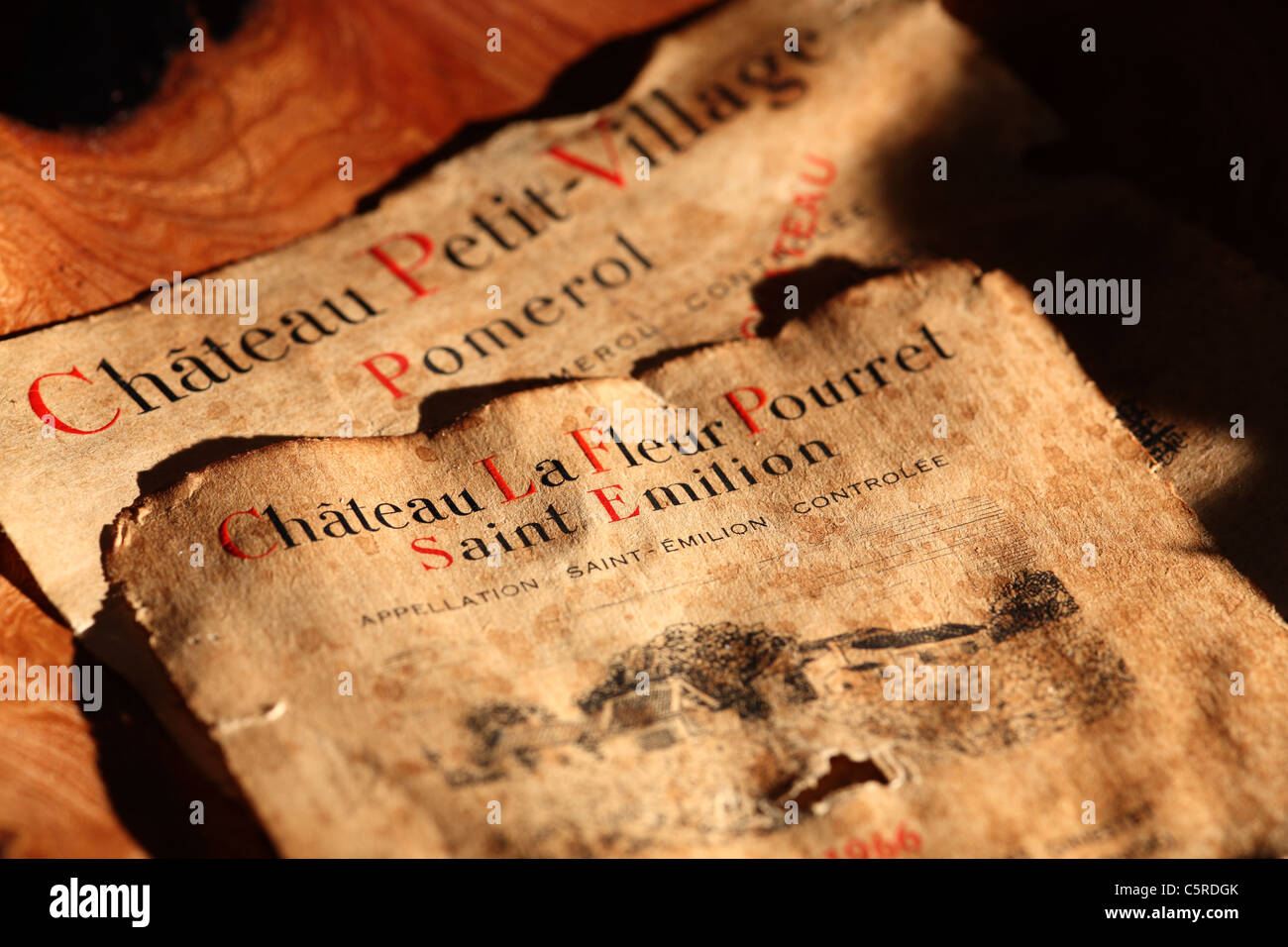 old bordeaux wine labels Stock Photo - Alamy