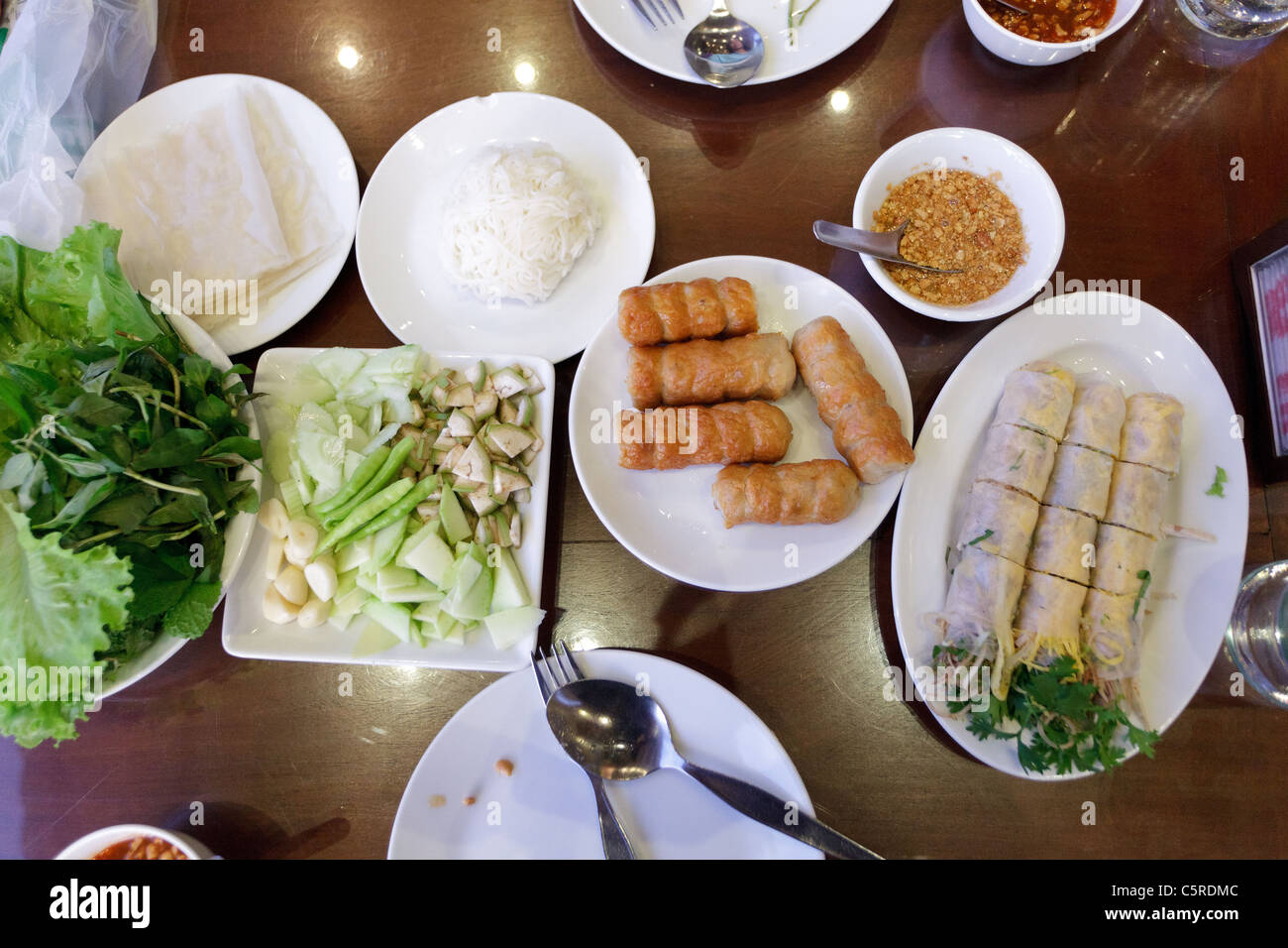 nem and spring roll vietnamese food in restaurant, thailand Stock Photo ...