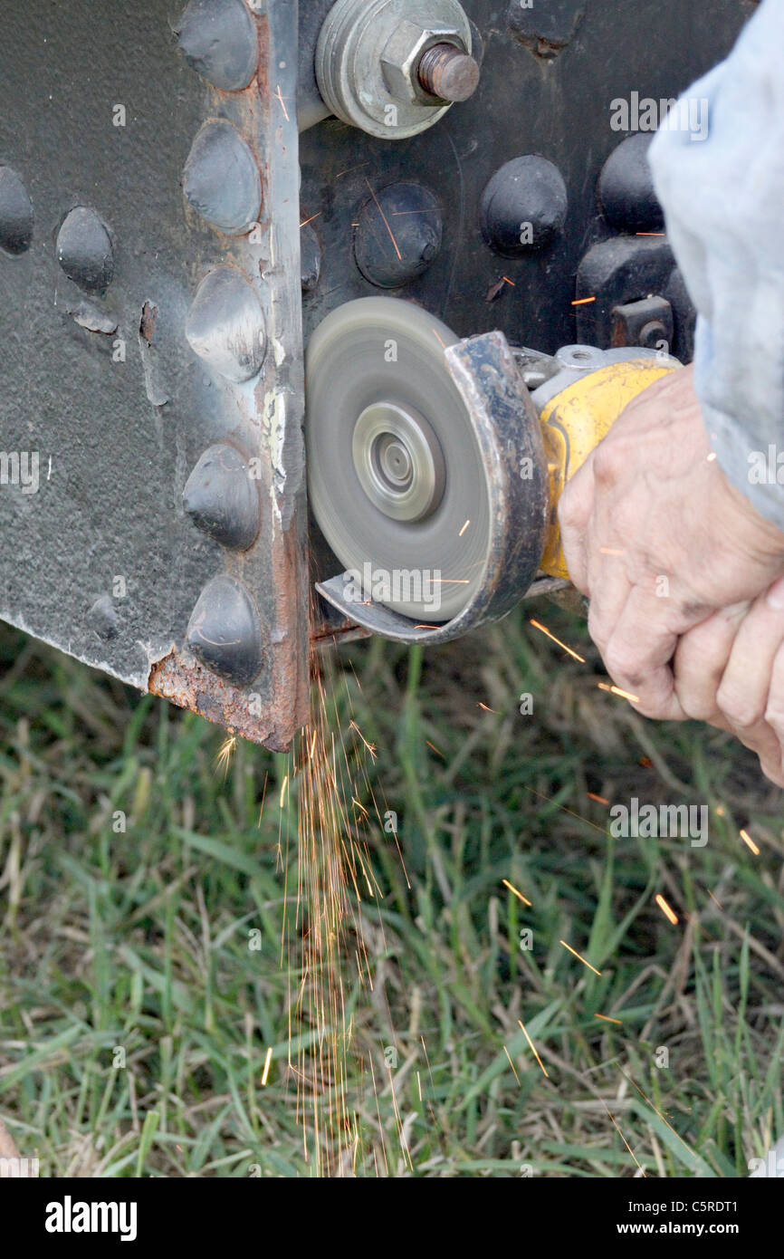 Grinding off a weld Stock Photo - Alamy