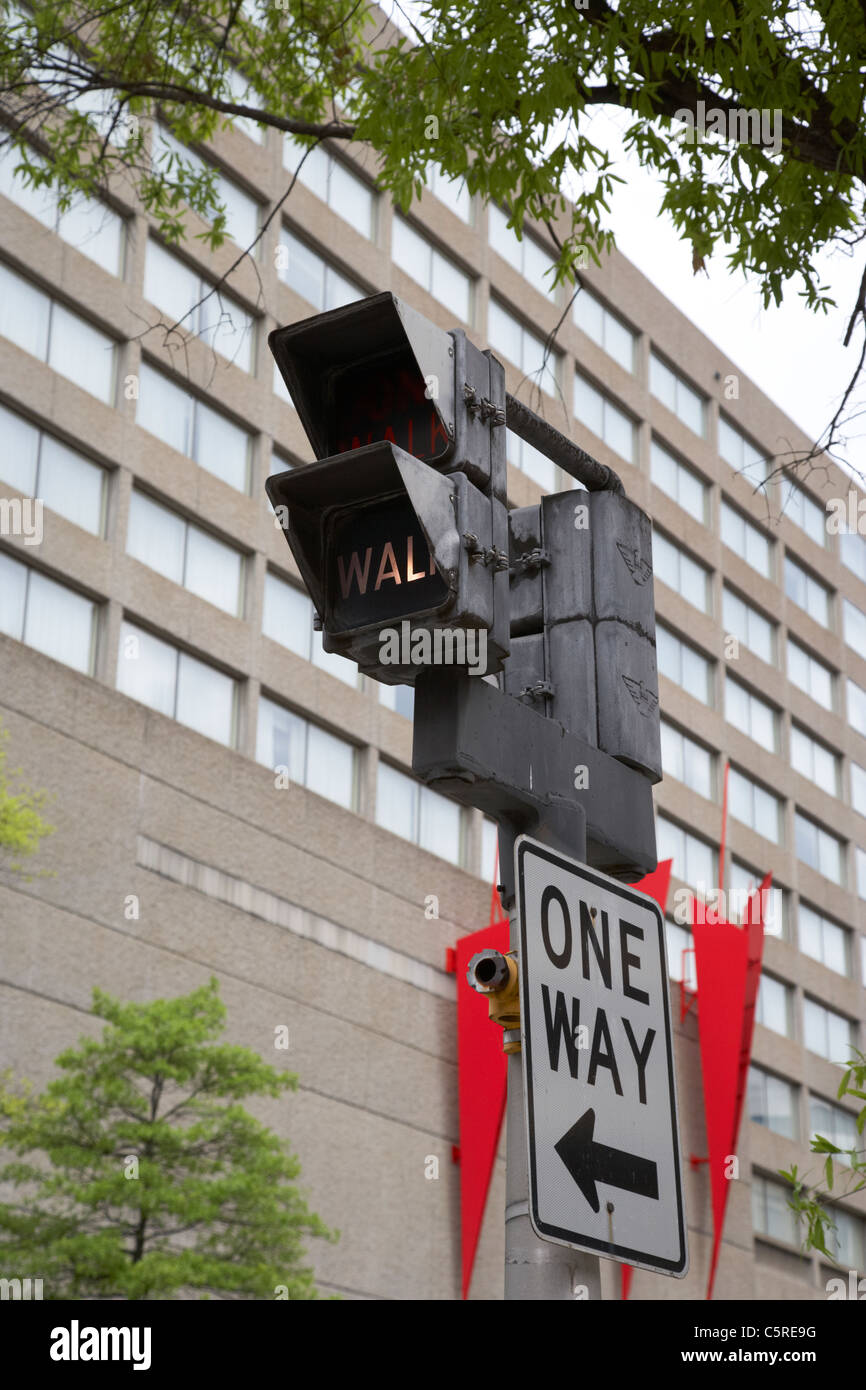 walk and one way signs in downtown urban Nashville Tennessee USA Stock ...