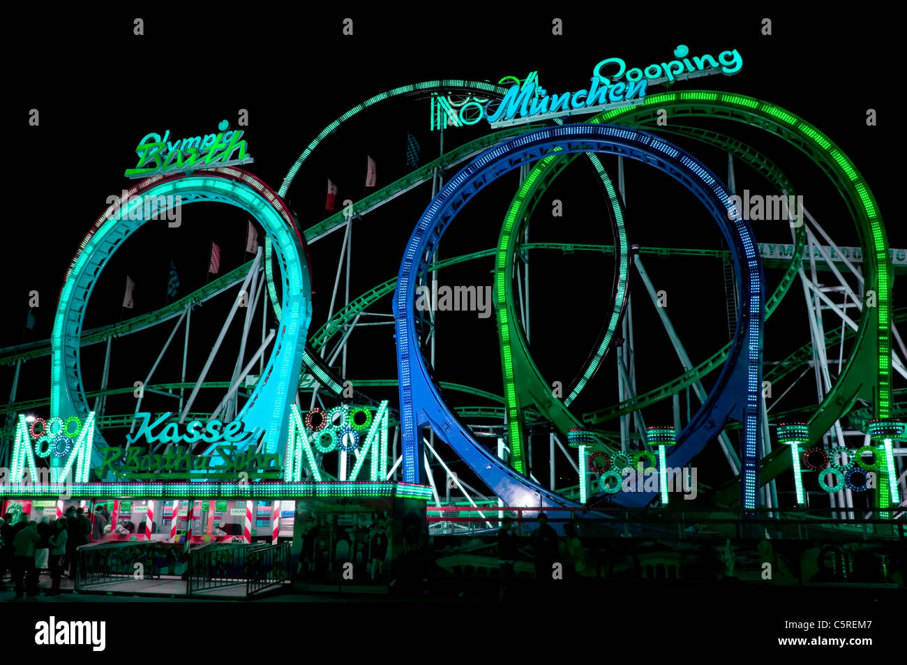 Germany, Baden WÃ¼rttemberg, Stuttgart, Fun fair at night Stock Photo ...