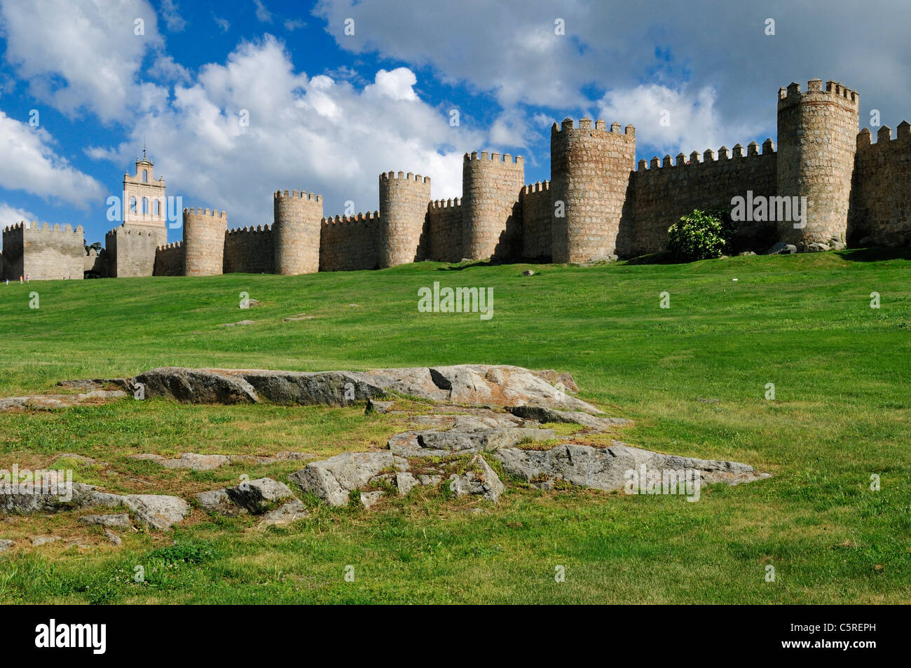 Europe, Spain, Castile and Leon, Avila, View of medieval city wall ...