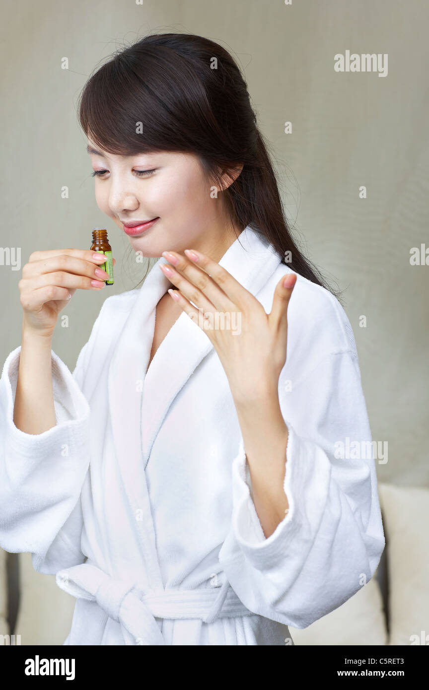A woman smelling aroma Stock Photo - Alamy