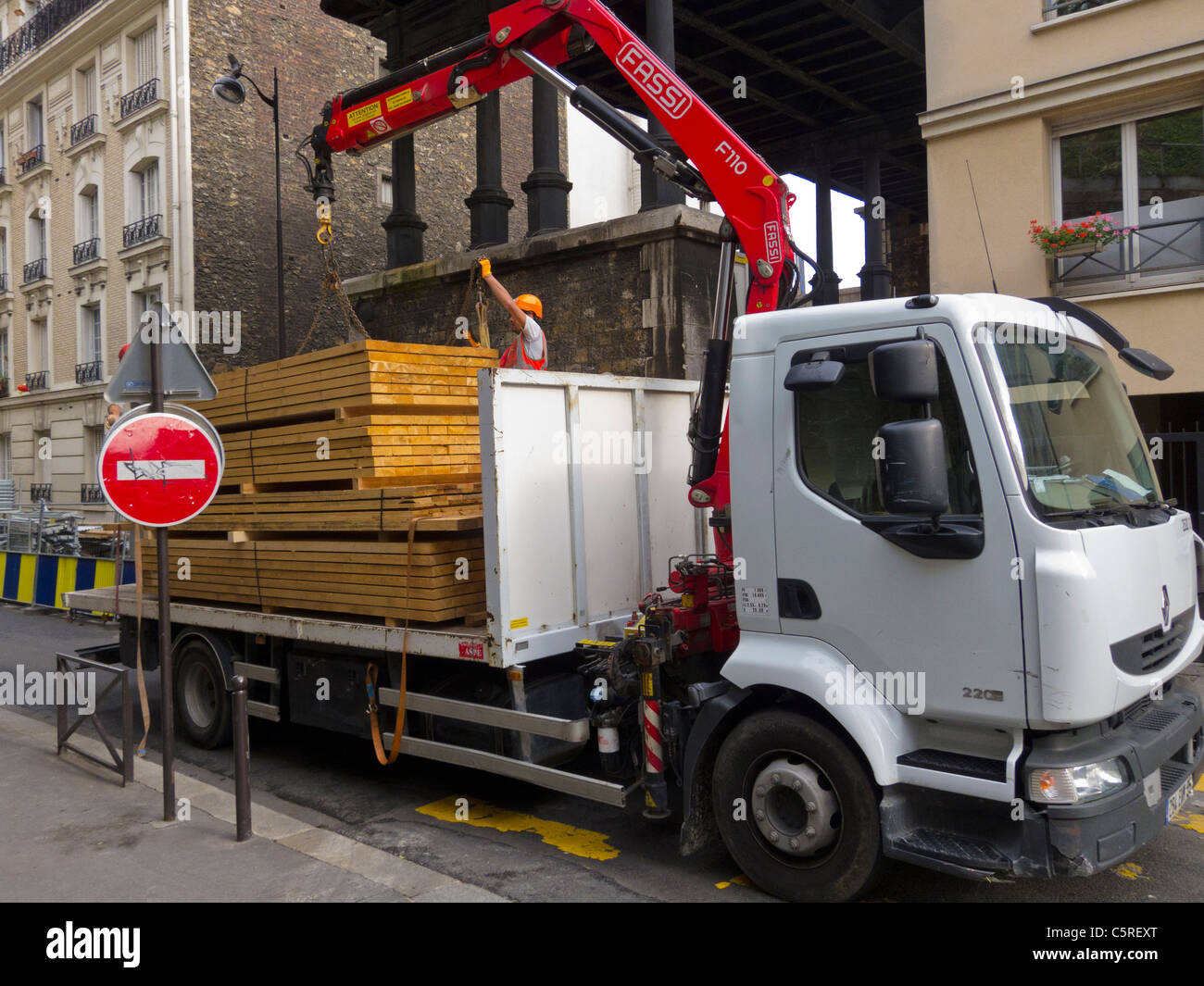 Paris, France, Delivery Truck, on COnstruction Site, City Street ...