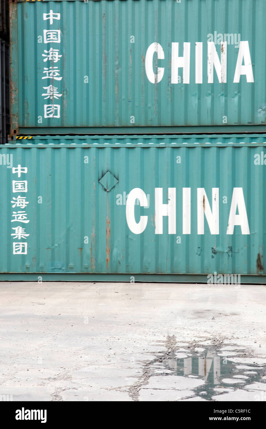 Germany, Stuttgart, Harbour, Stacked Cargo Containers Stock Photo - Alamy