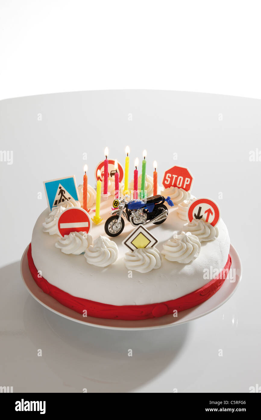 Cake with traffic signs, elevated view Stock Photo - Alamy