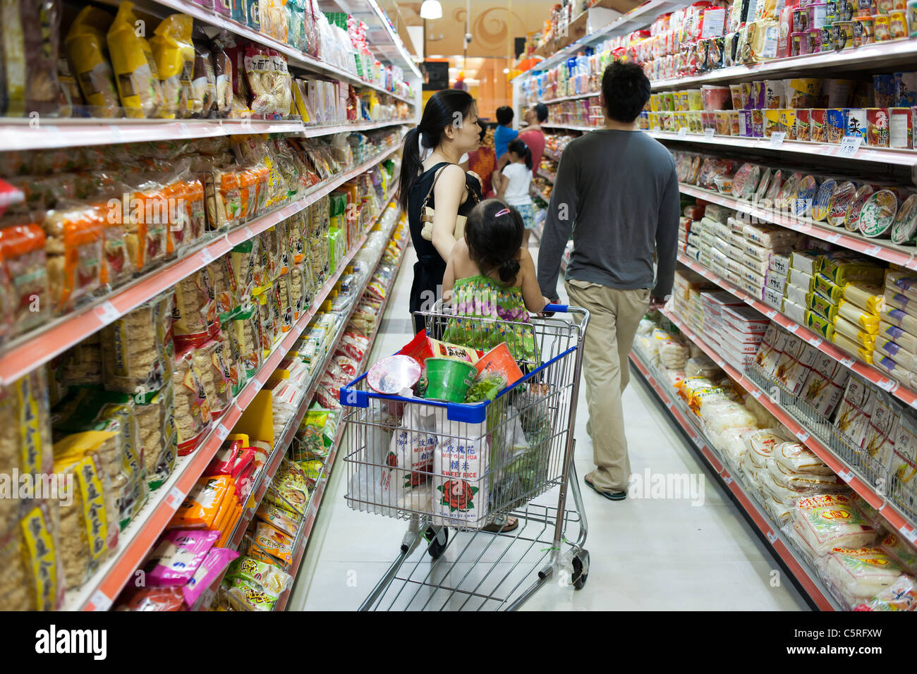 Shoppers at the new Sky Foods supermarket in the Sky View Mall in the ...