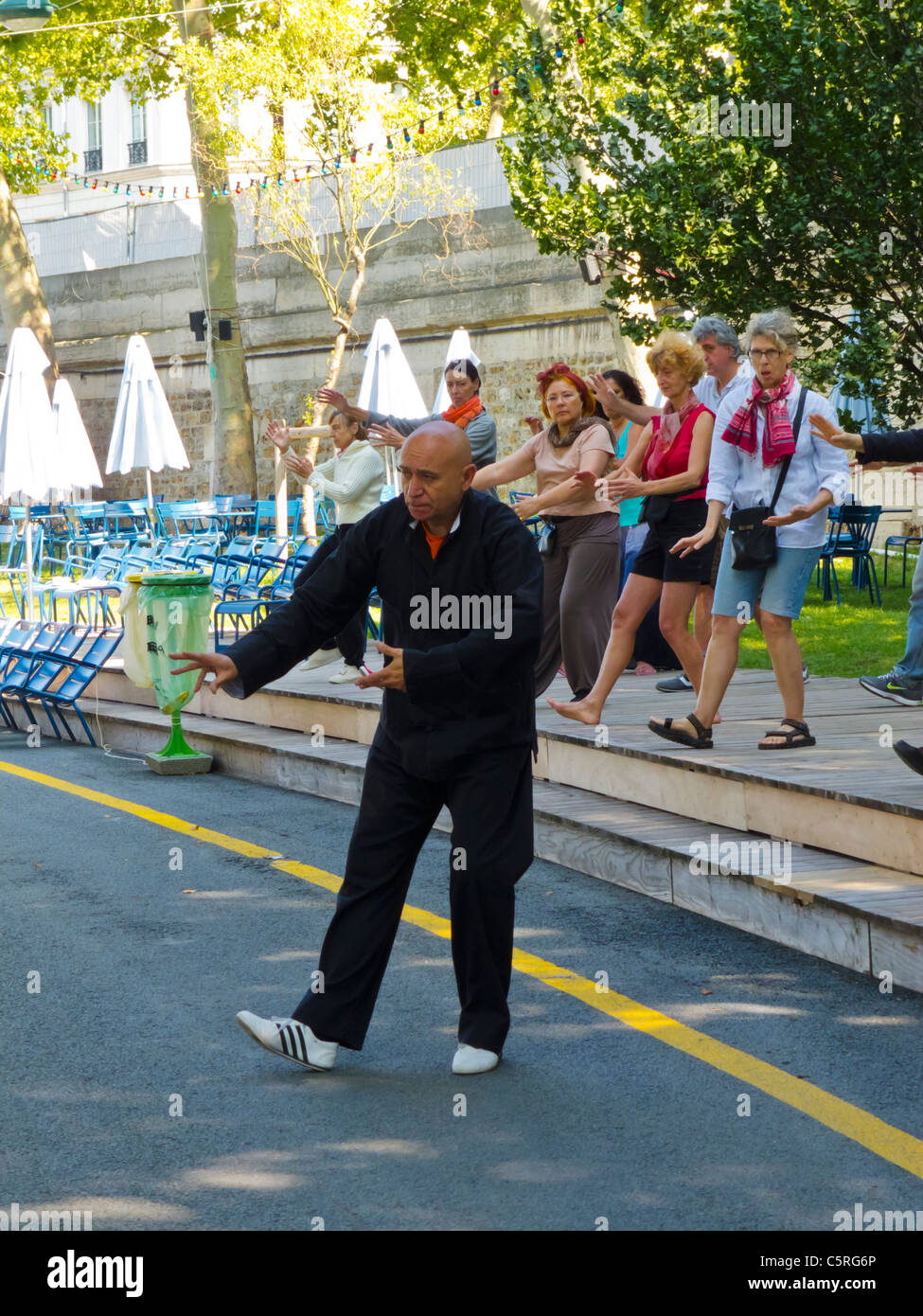 Paris, France, Annual Beach Event "Paris Plages" Adults Practicing ...