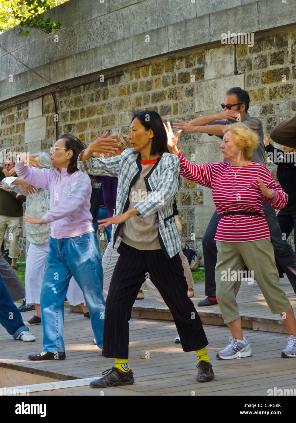 Paris, France, Annual Beach Event "Paris Plages" Adults Practicing ...