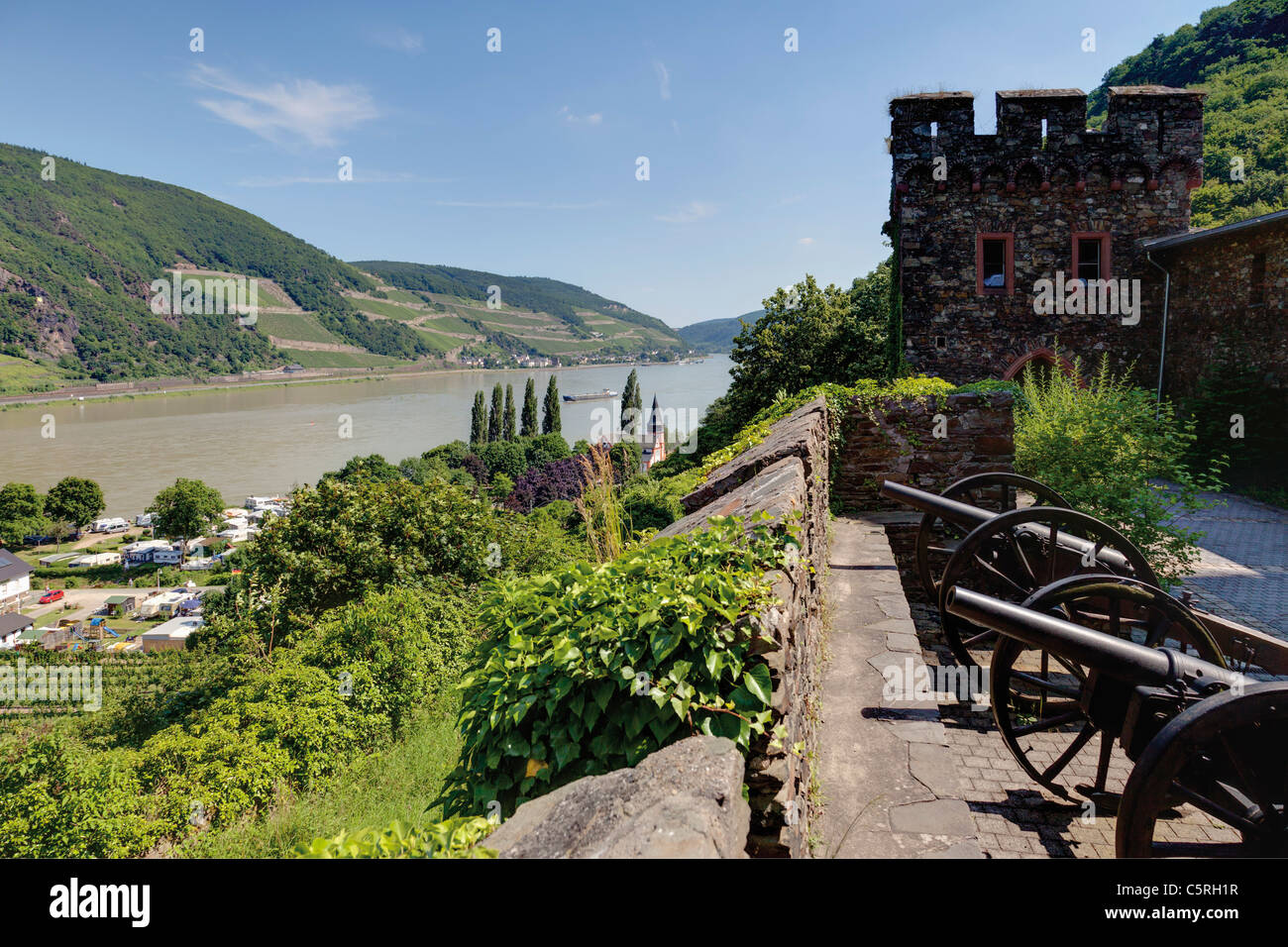 Europe, Germany, Rhineland-Palatinate, View of burg rheinstein castle ...