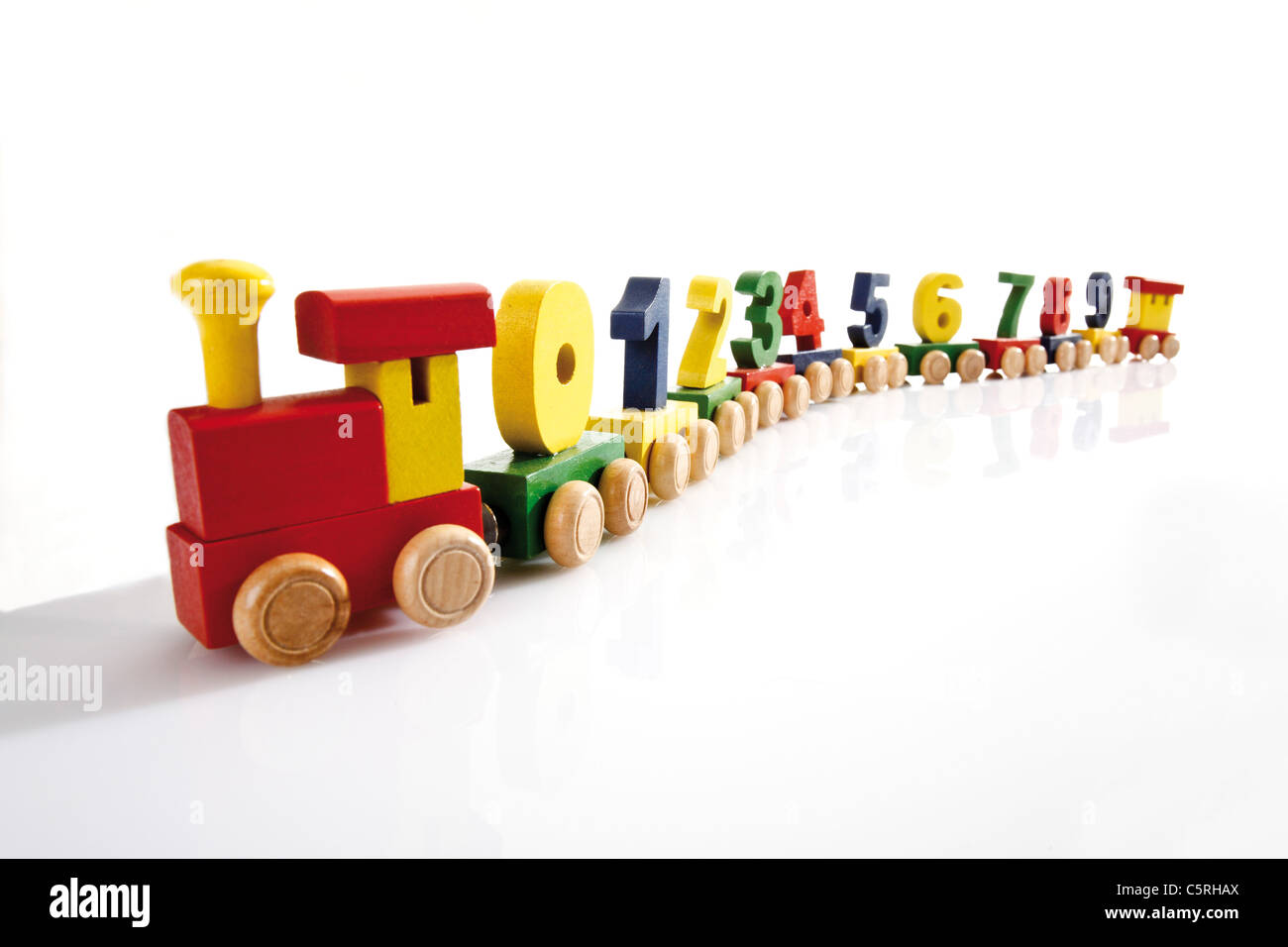 Colourful wooden toy train, close up Stock Photo - Alamy