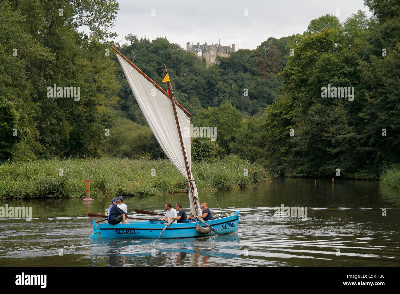 A sailing boat (Chippe Maria of St Suliac) up the coastal river "La ...