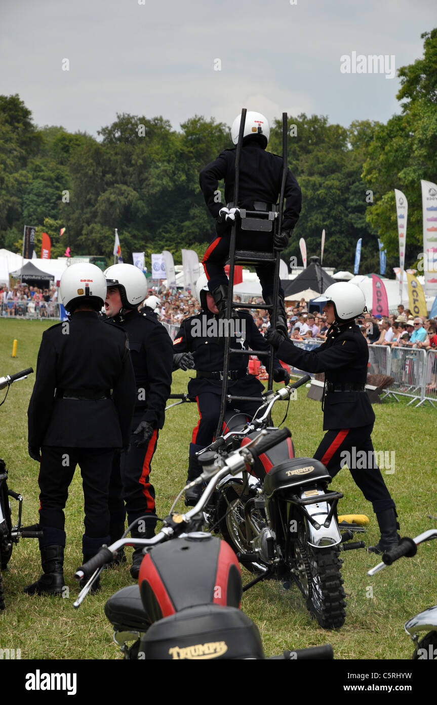 the white helmets motorcycle display team getting ready to preform a ...