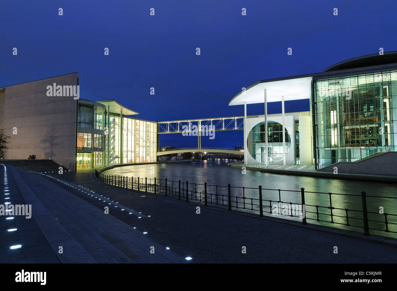 Marie-Elisabeth-Lueders-Haus building, Paul-Lobe-Haus building at night ...