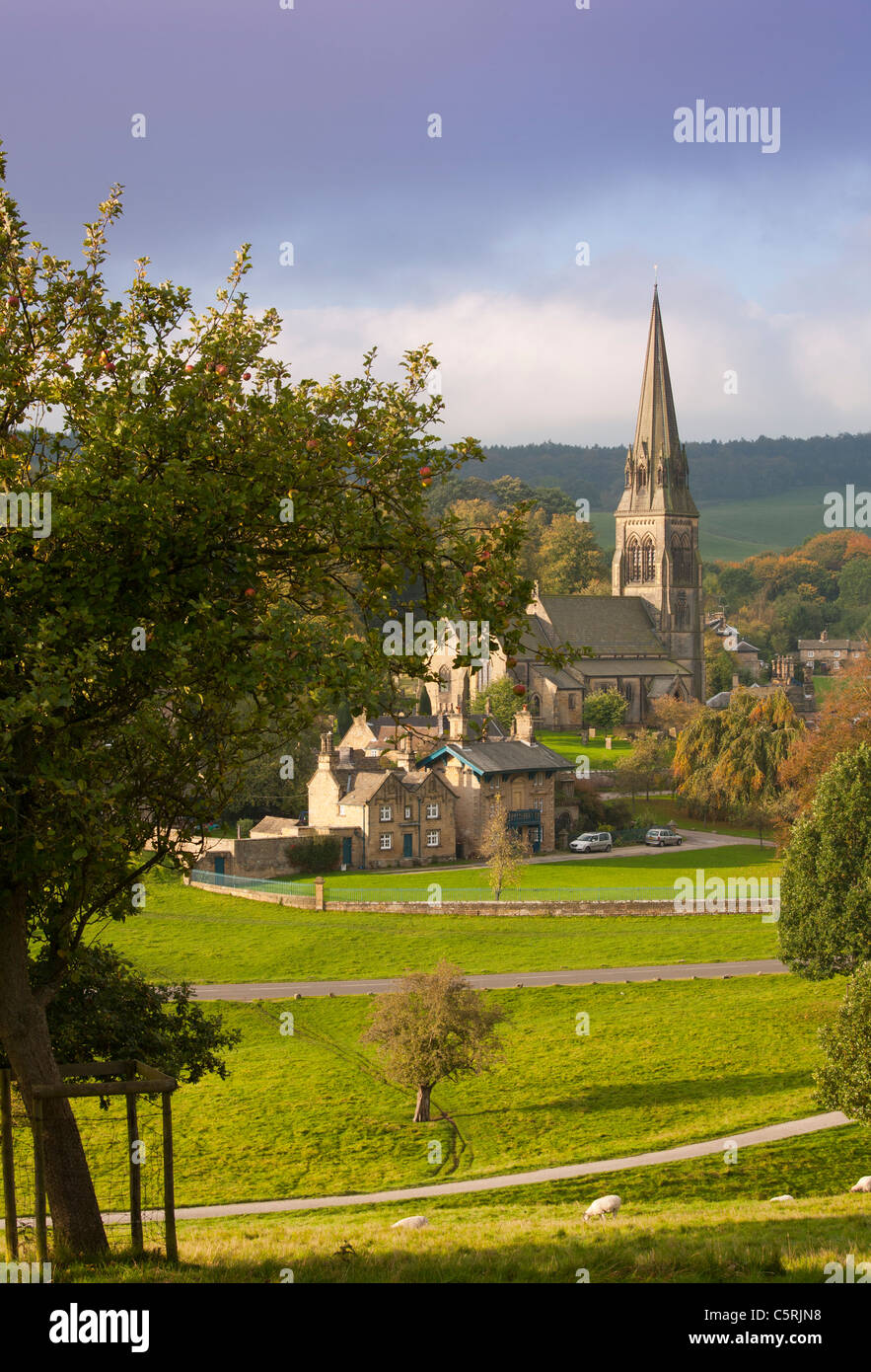 Edensor Village, Chatsworth Estate, Derbyshire, England, UK Stock Photo ...