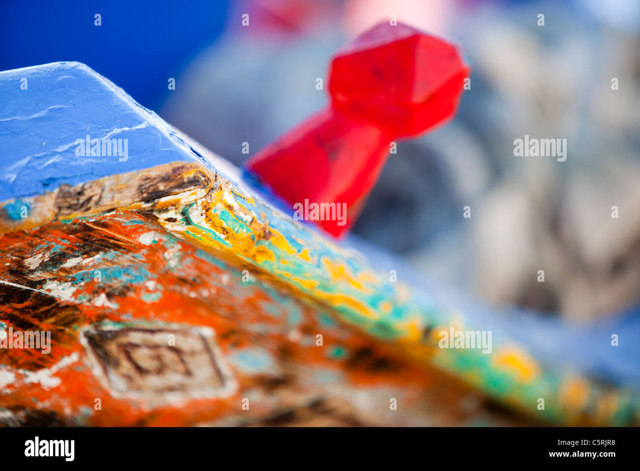 An old traditional Greek fishing boat on the beach at Skala Eresou ...