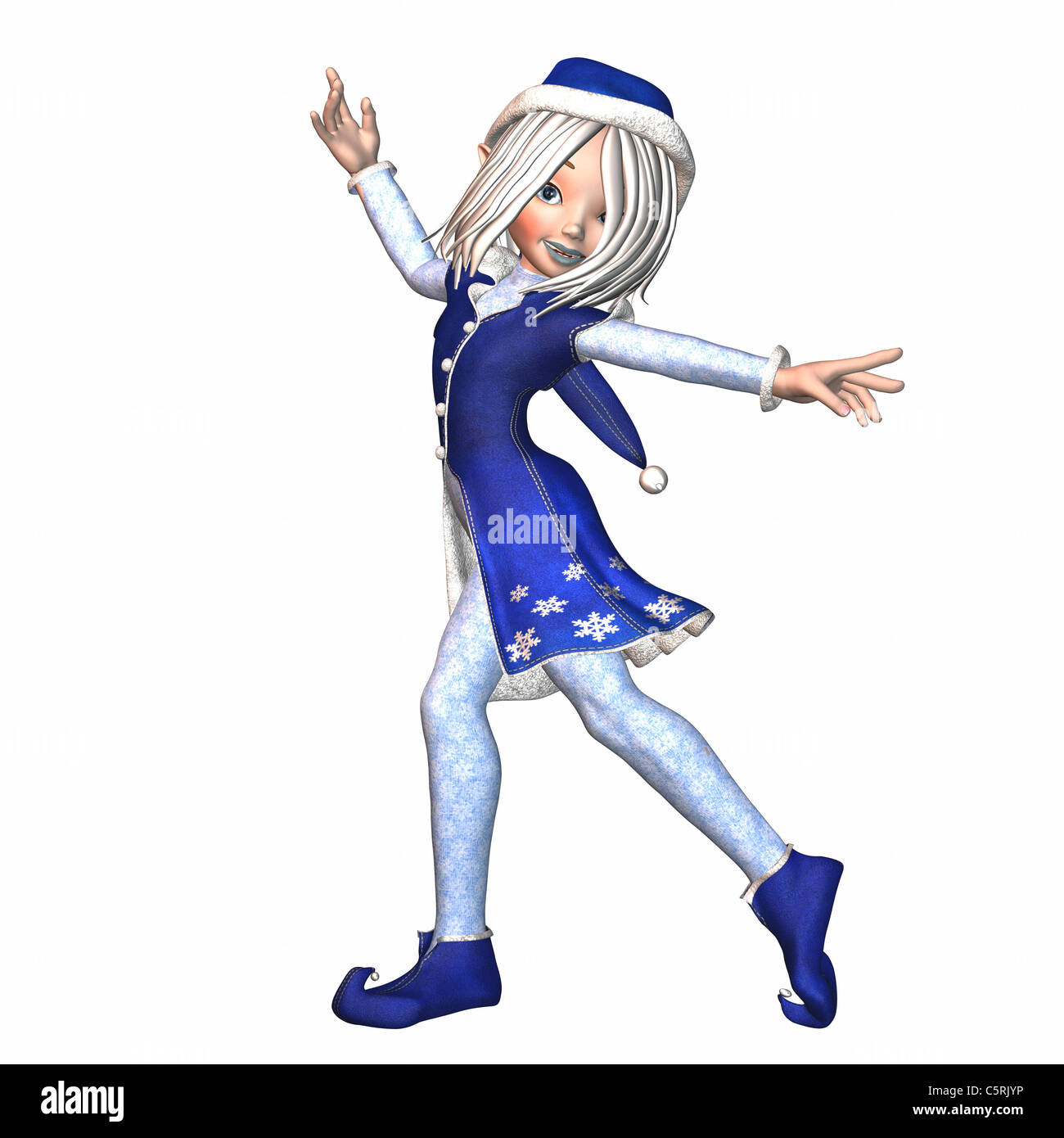 Female Christmas Elf isolated on a white background Stock Photo - Alamy