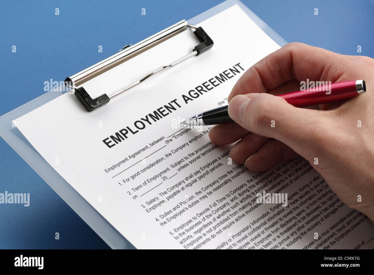 Employment agreement contract Stock Photo - Alamy
