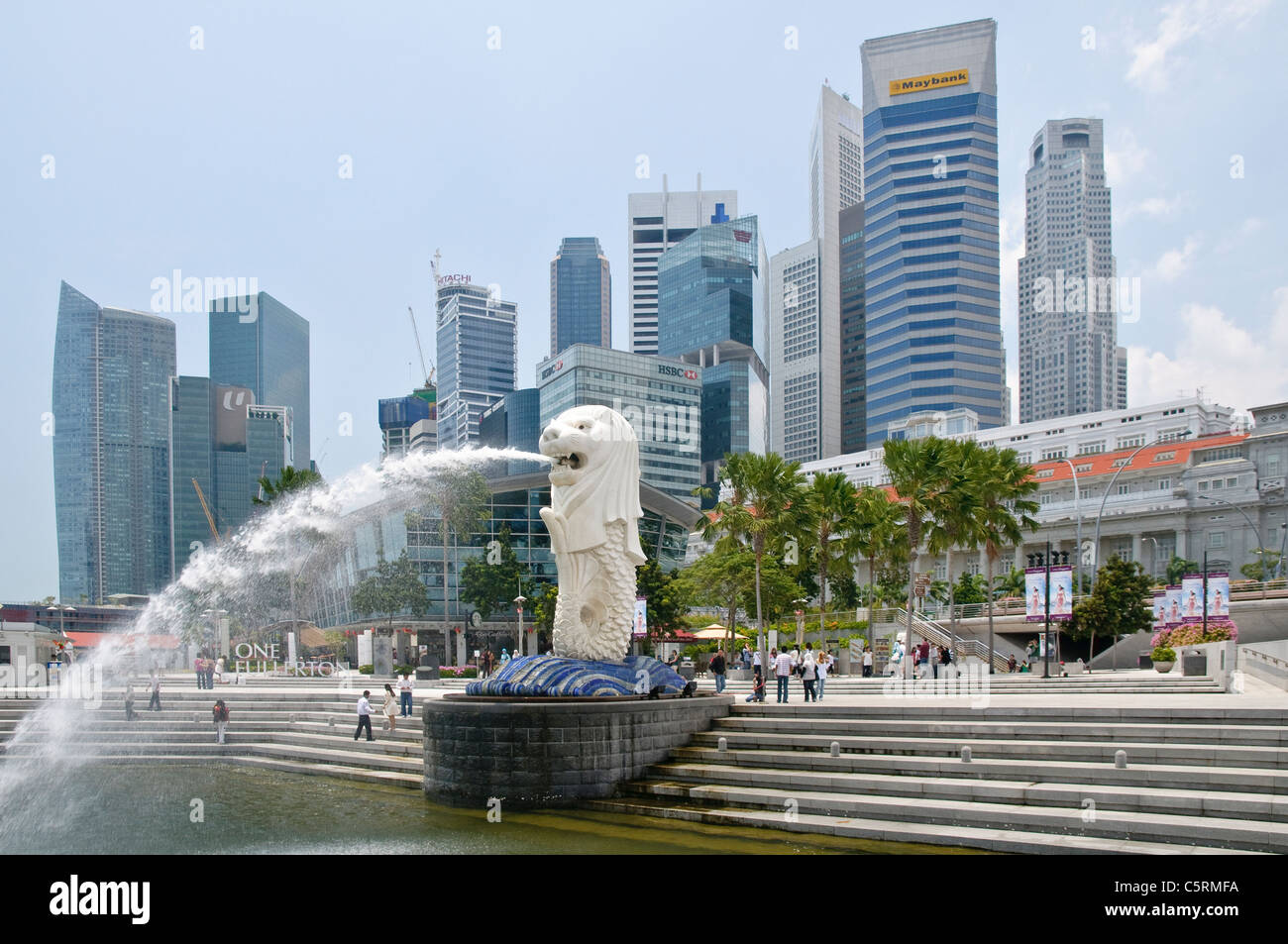 The Merlion at Marina Bay, Singapore landmark of the city designed by ...