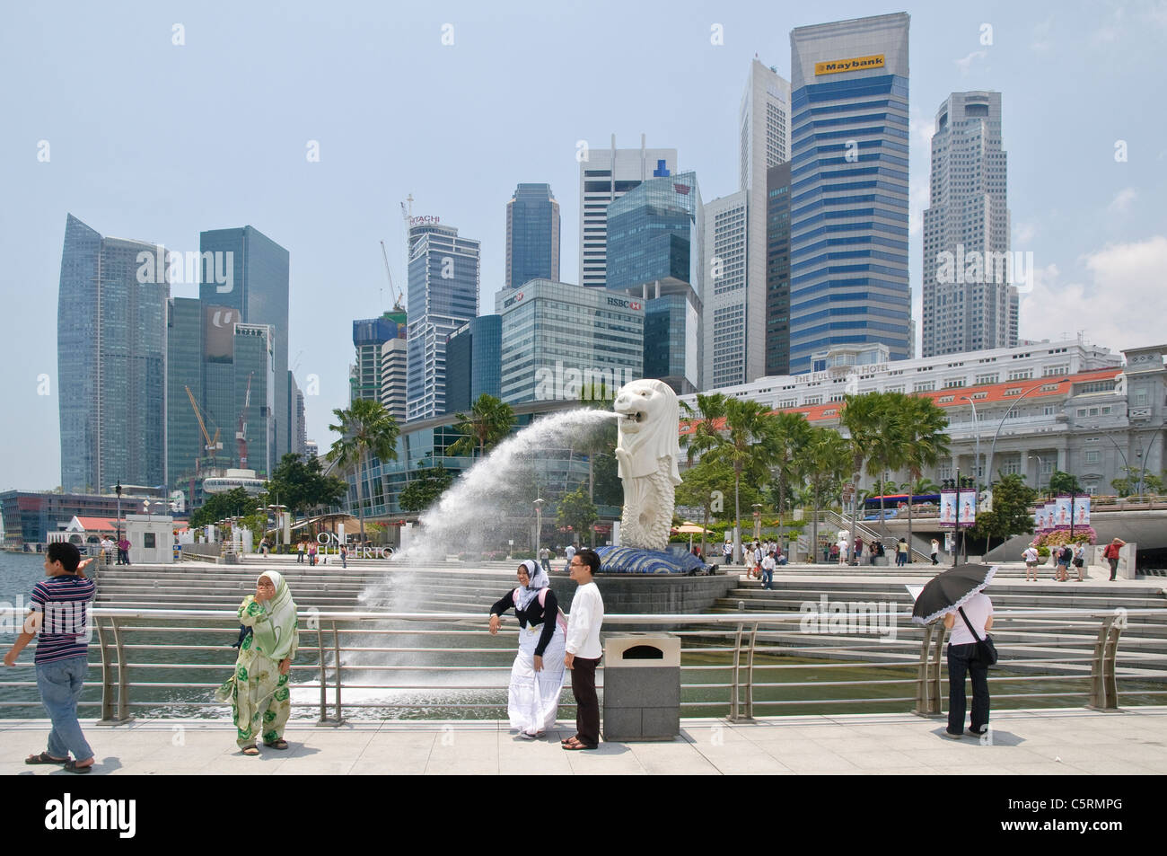 The Merlion at Marina Bay, landmark of the city designed by the artist ...