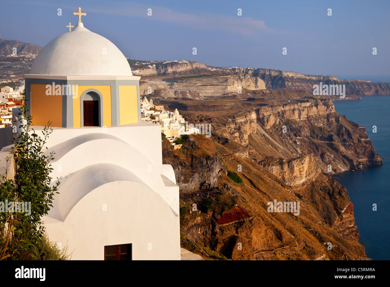 Greek Orthodox Church in Thira (Fira) on the island of Santorini the ...