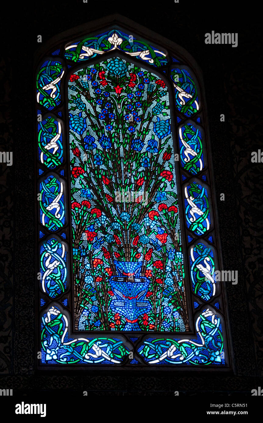 Stained glass window, Harem, Topkapi Palace, Istanbul, Turkey Stock ...