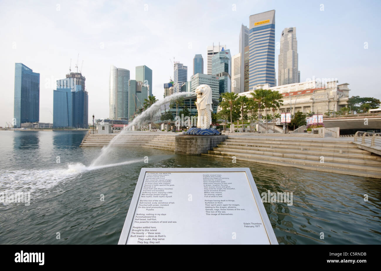 The Merlion at Marina Bay, landmark of the city designed by the artist ...