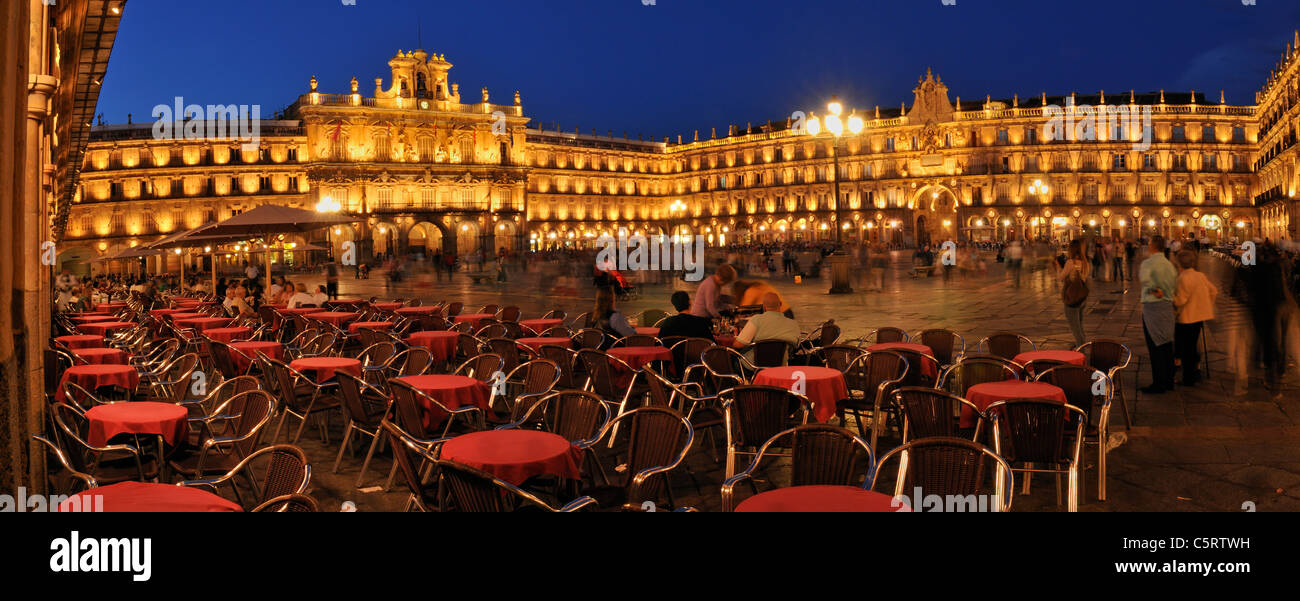 Europe, Spain, Castile and Leon, Salamanca, View of people near Plaza ...