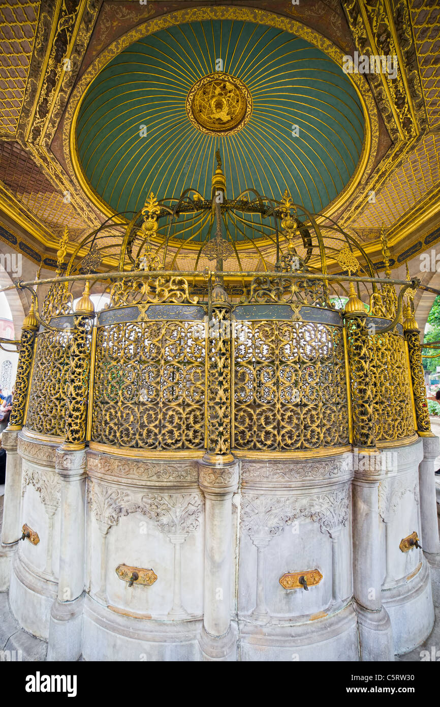 Ornate fountain for ritual ablution before entering the Hagia Sophia in ...